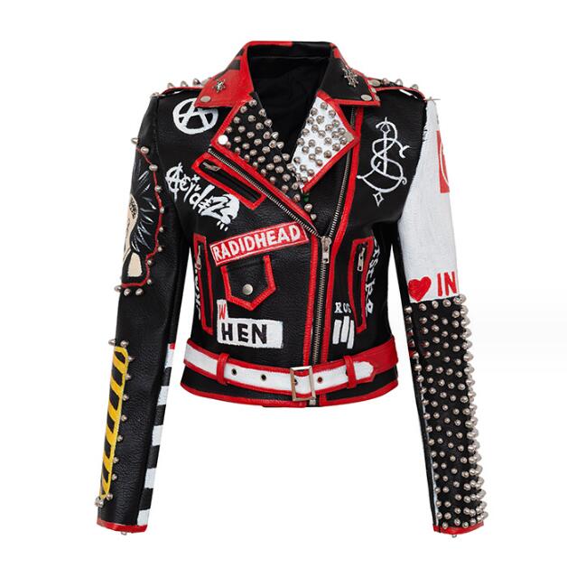 ヘアスタイリスト プリント婦人服 ショートPUジャケット バイクウェア レザージャケット 婦人ジャケット CONFOR 問屋・仕入れ・卸・卸売の専門【仕入れならNETSEA】