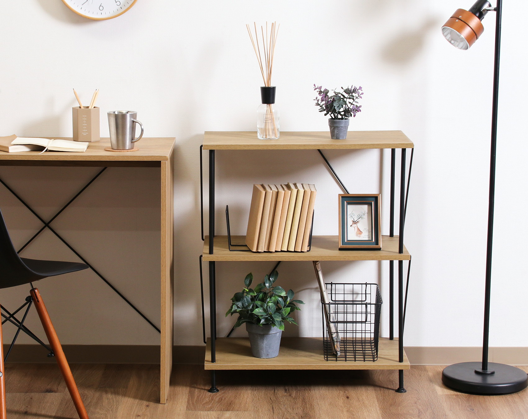 EZBOツイストロック オープンラック3段 オークナチュラル 不二貿易株式会社 問屋・仕入れ・卸・卸売の専門【仕入れならNETSEA】