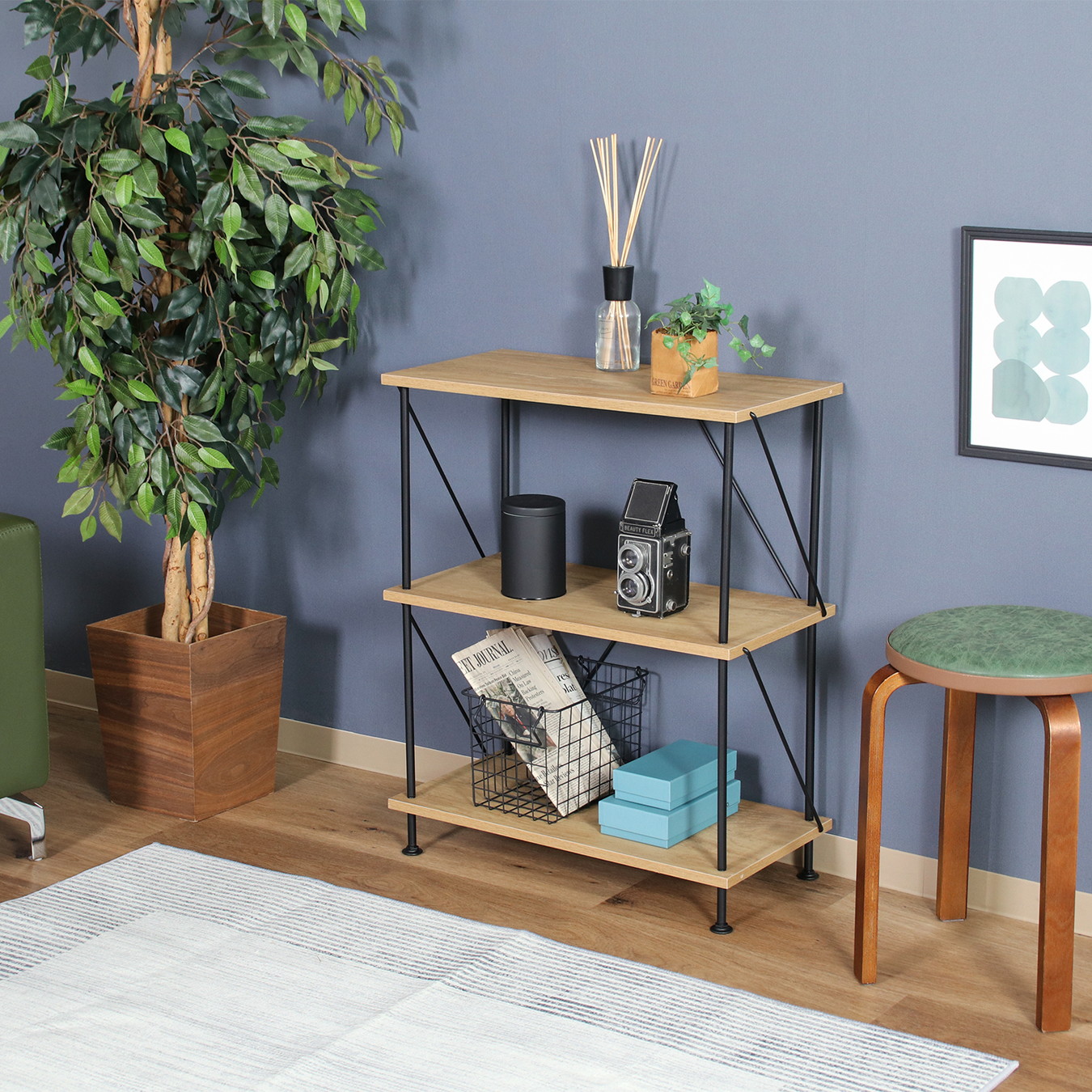 EZBOツイストロック オープンラック3段 オークナチュラル 不二貿易株式会社 問屋・仕入れ・卸・卸売の専門【仕入れならNETSEA】