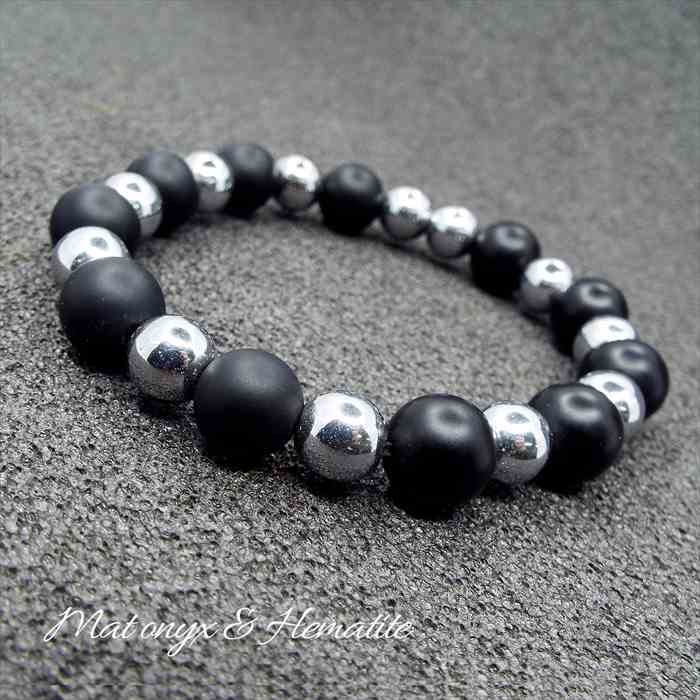 天然石 マットオニキス シルバーヘマタイト パワーストーンブレスレット 《SION 天然石 パワーストーン》 株式会社 SION | 卸売・ 問屋・仕入れの専門サイト【NETSEA】