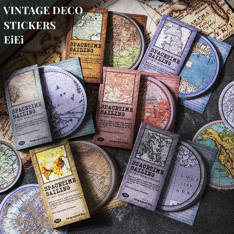 海外 コラージュ シール レトロ柄 大きめ 円形 フレークシール sztz-30-155 | 卸売・ 問屋・仕入れの専門サイト【NETSEA】
