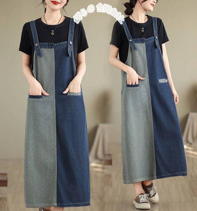 2024年新作 レディース服 ワンピース ロングワンピース デニム オーバーオール 切り替え M#-2XL# | 卸売・ 問屋・仕入れの専門サイト【NETSEA】