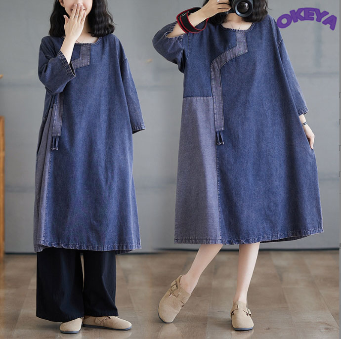 レディース服 ワンピース デニムワンピース ゆったり 切り替え ファション 2024年秋冬新作 L#-3XL# 個人事業主 OKEYA | 卸売・ 問屋・仕入れの専門サイト【NETSEA】