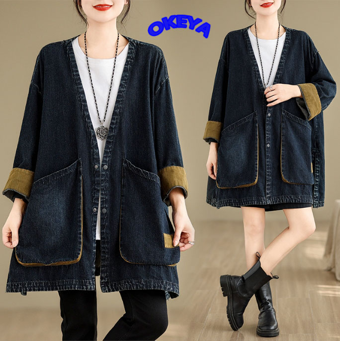 2024年冬新作 レディース服 トップス ジャケット デニム コート ロングコート vネック M#-2XL# | 卸売・ 問屋・仕入れの専門サイト【NETSEA】