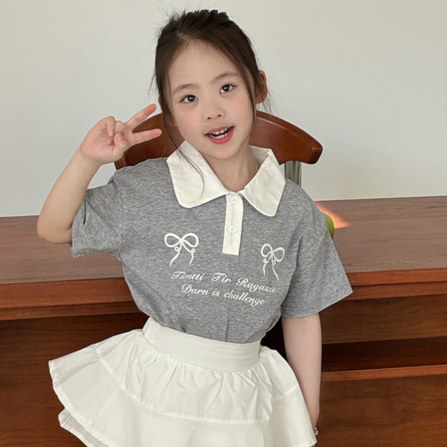 子供服 90~150cm キッズポロシャツ リボンロゴトップス 半袖 韓国キッズ服 | 卸売・ 問屋・仕入れの専門サイト【NETSEA】