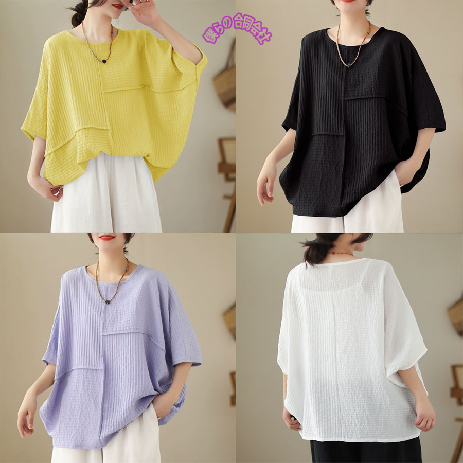 2025年INS夏新作 レディース服 Tシャツ 七分袖 トップス ゆったり カジュアル L#-5XL# 4色展開 | 卸売・ 問屋・仕入れの専門サイト【NETSEA】