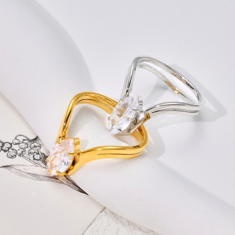 欧米 人気ファッション かわいい V 型 ジルコン リング ステンレス アクセサリー chill レディース 指輪 | 卸売・ 問屋・仕入れの専門サイト【NETSEA】